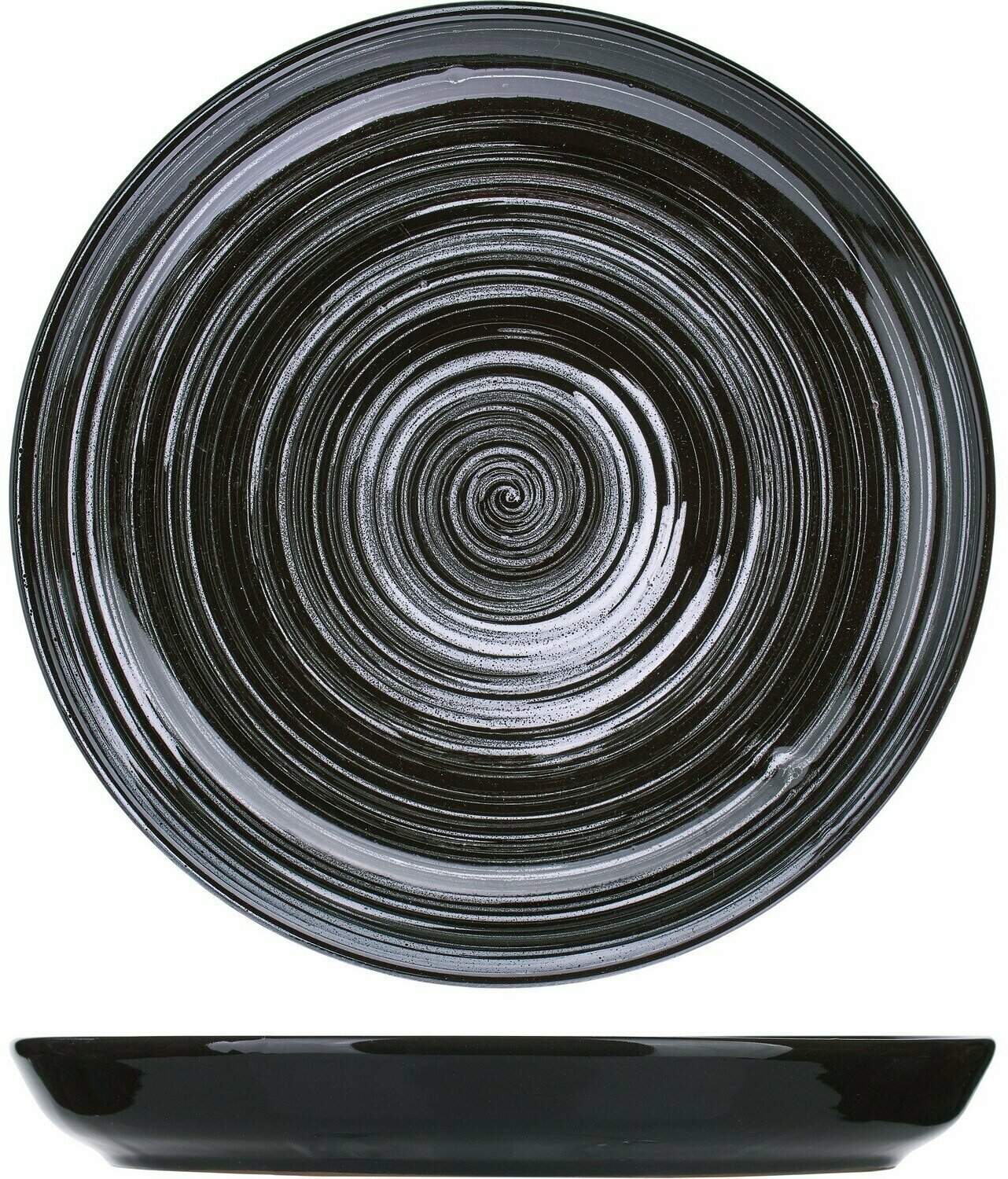 Тарелка Борисовская Керамика Маренго мелкая 260х260х25мм, керамика, черный-серый