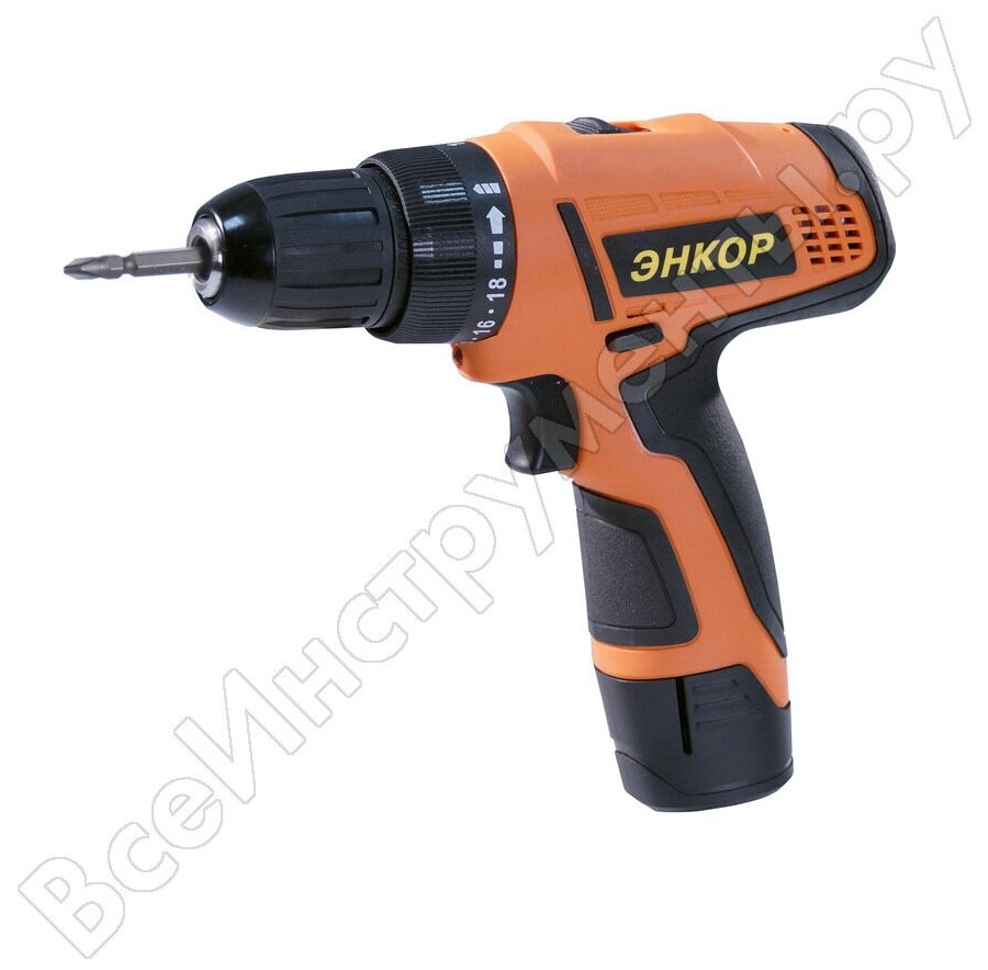 Аккумуляторная дрель-шуруповерт Энкор ДША-2 12ЭР/10Л 50021, металл