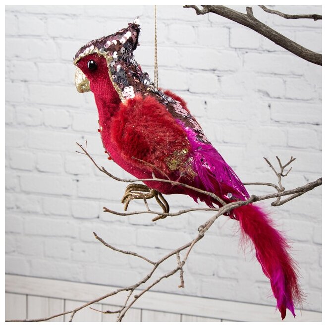 Декоративная фигура Попугай Carnavalle Ruby 34 см, Kaemingk, 611397-1