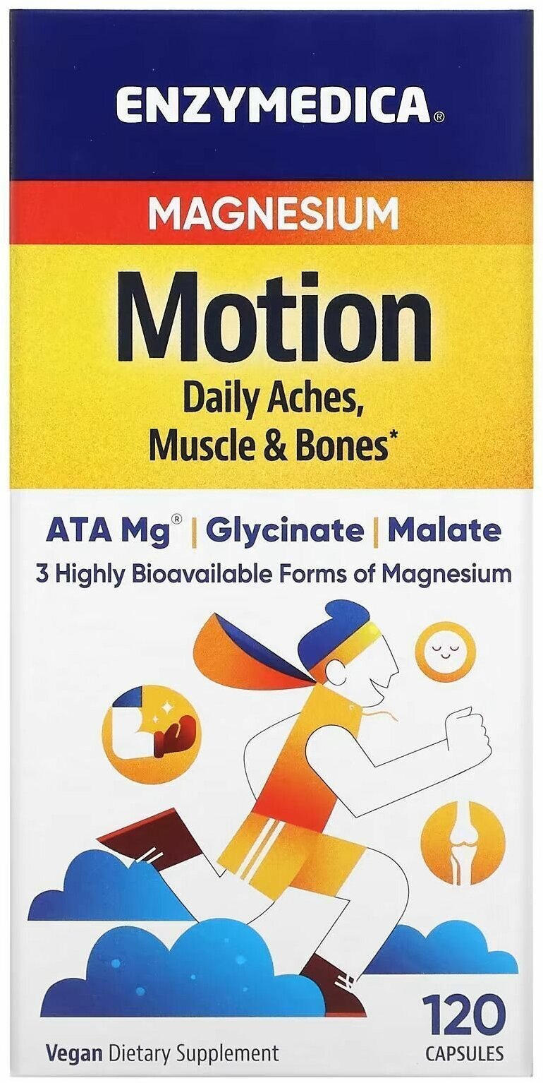 Enzymedica, Магний, Magnesium, Motion, 120 капсул