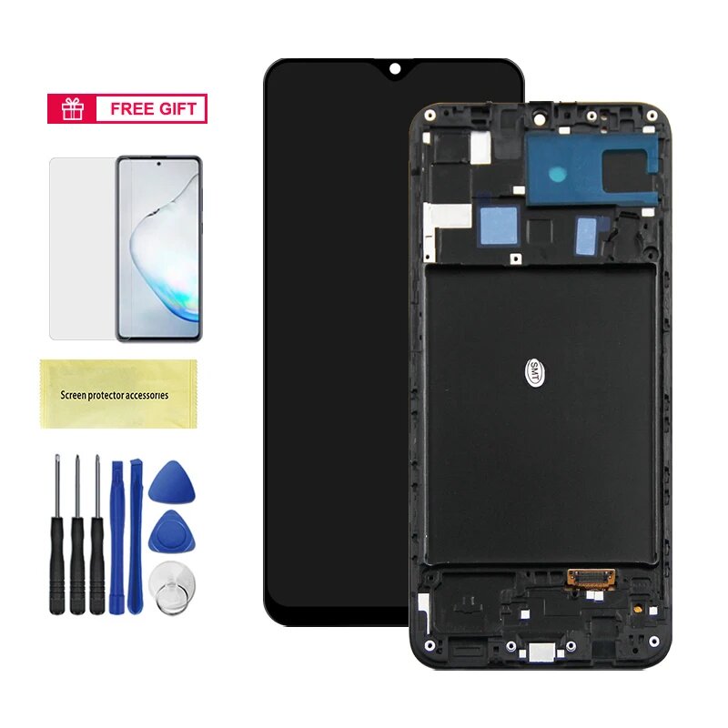 Замена экрана дисплея A20 для Samsung Galaxy A20 A205 A205F ЖК-дисплей Цифровой сенсорный экран с рамкой для Samsung A20 lcd