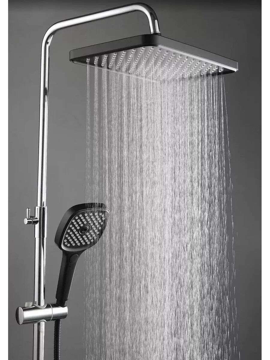 Верхний тропический душ Gappo G003-32 прямоугольный, латунь, черный