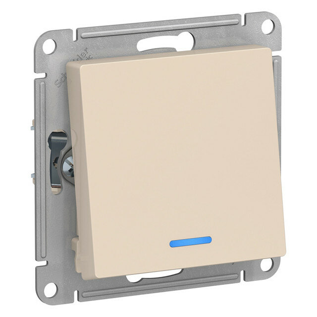 SCHNEIDER ELECTRIC Atlas Design 1-клавишный переключатель 10А бежевый с/и для монтажа