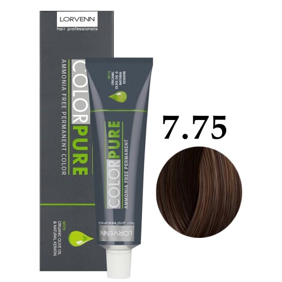 Краска для волос безаммиачная Lorvenn Color Pure, тон 7.75