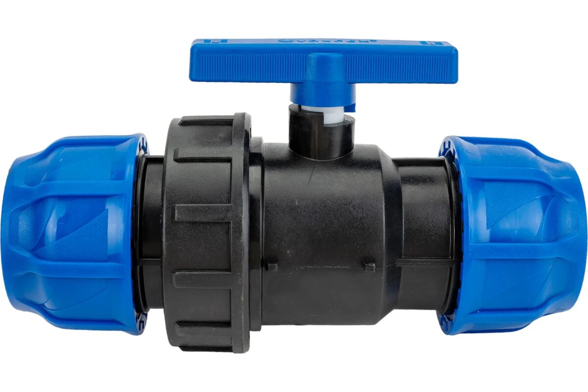 VALFEX шаровой кран ПНД компрессионный цанга разборная 63x63, PN 121001236363