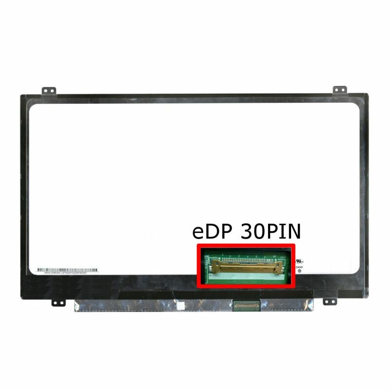 Матрица 14.0", 1366x768, LED, 30 pins EDP, SLIM, уши вверх/вниз, Глянцевая, P/N: N140BGE-EB3, NT140W
