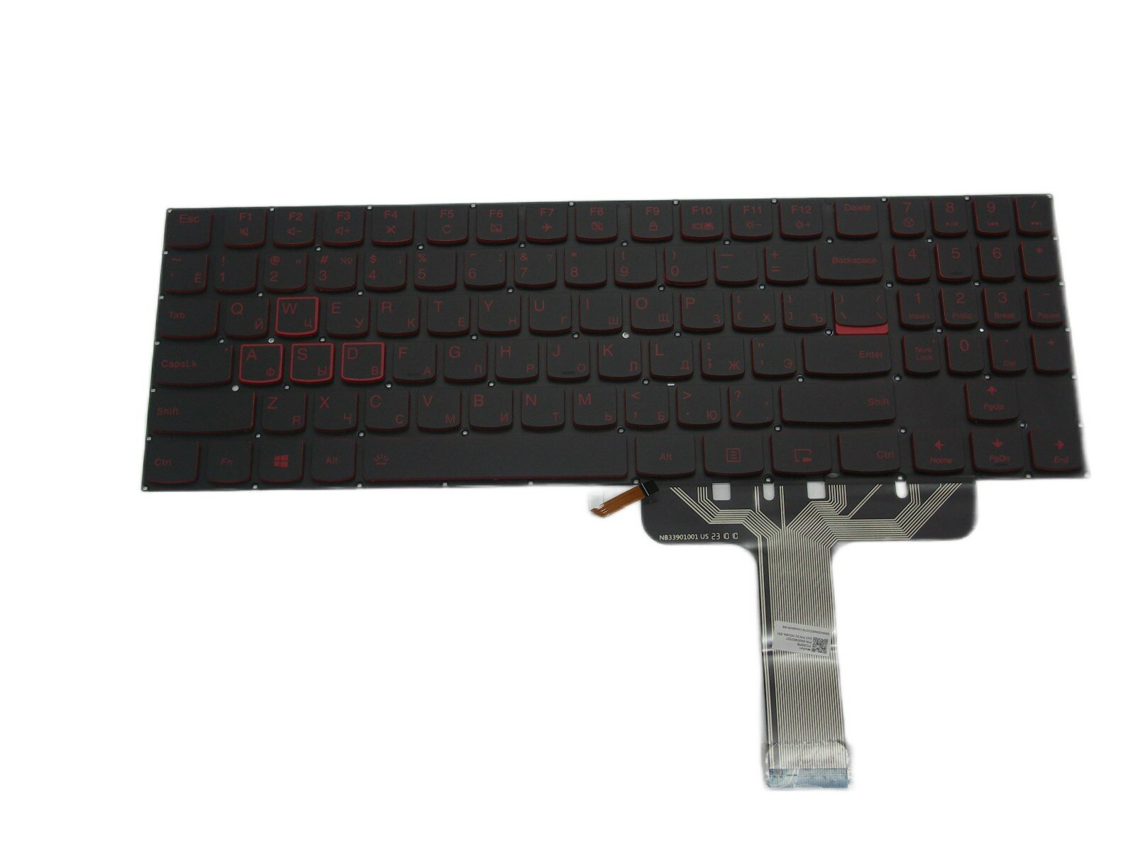 Клавиатура для Lenovo Legion Y520, Y520-15IKB черная, без рамки, подсветка красная, KBD-LE-114