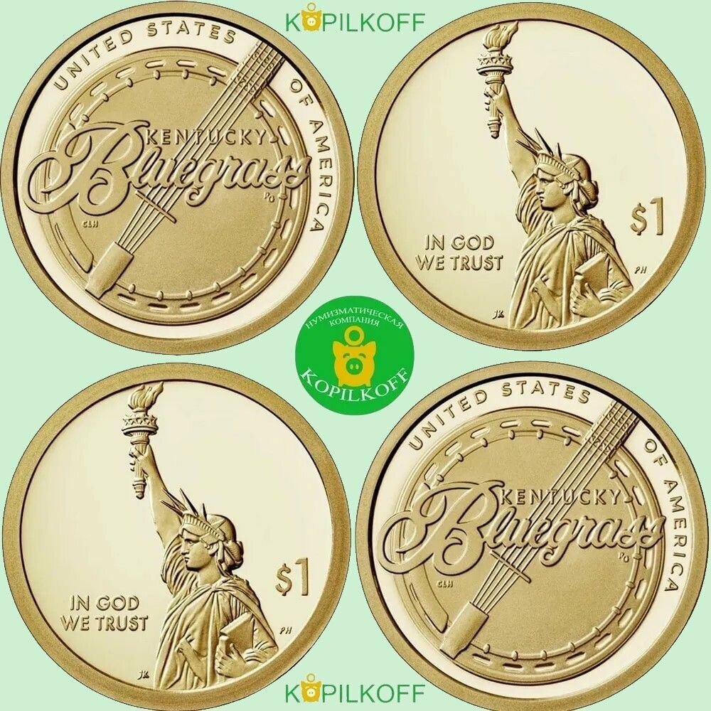 Монета 1 доллар музыка блюграсс, серия "Американские Инновации" №16,2022 г. в, монетный двор P&D