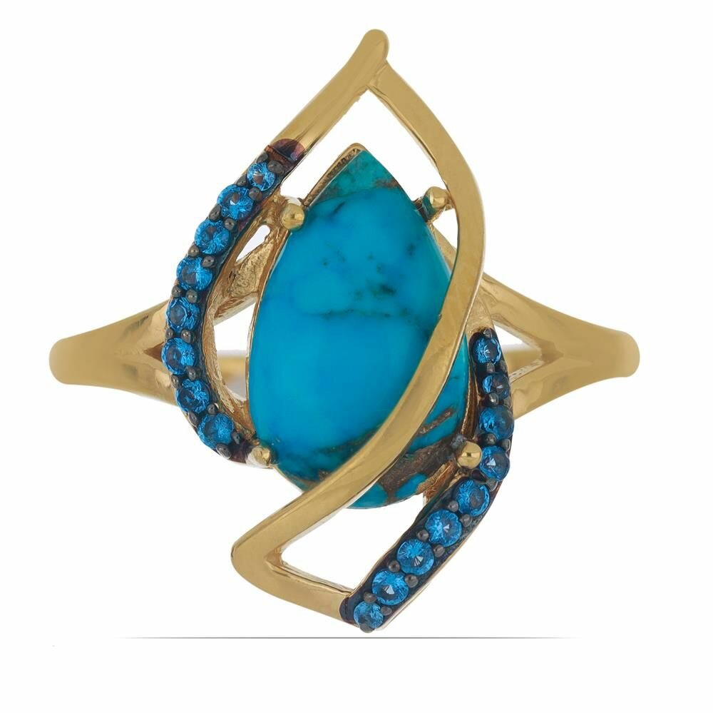 Кольцо, серебро, 925 проба, топаз синтетический, бирюза