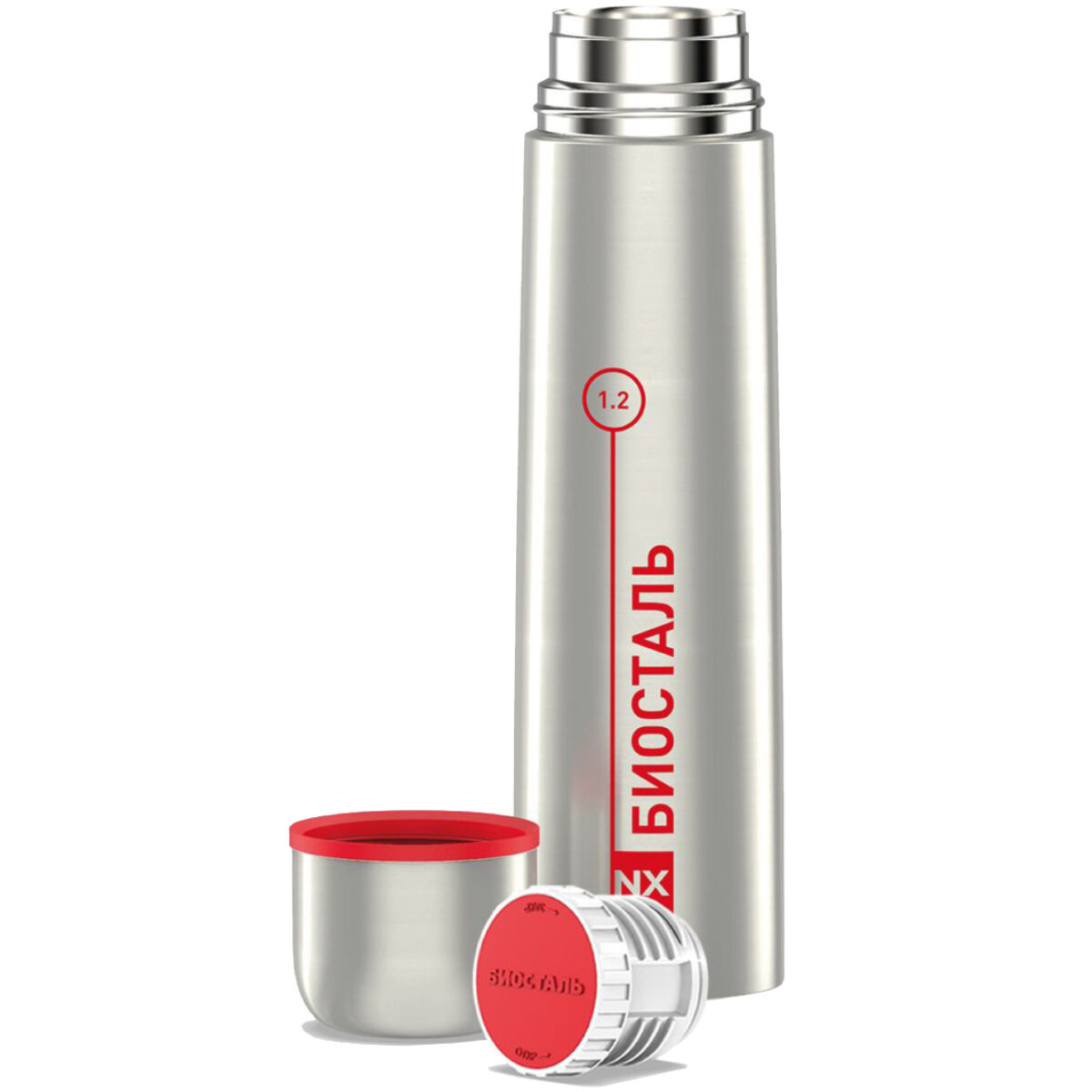 Термос Biostal 1.2л из нержавеющей стали с узким горлом облегченный, NX-1200