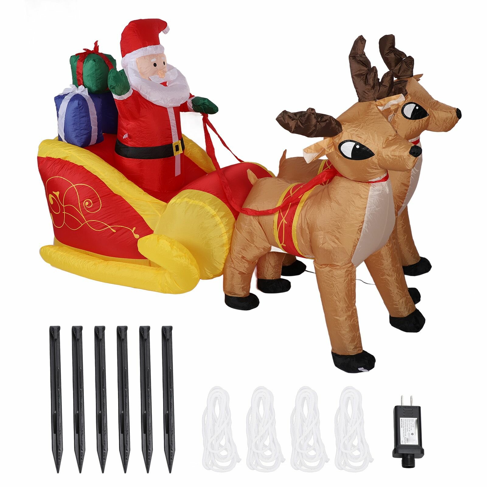 7-футовый Надувной Дед Мороз с Оленями, Садовый Декор, US Plug 100-240 В