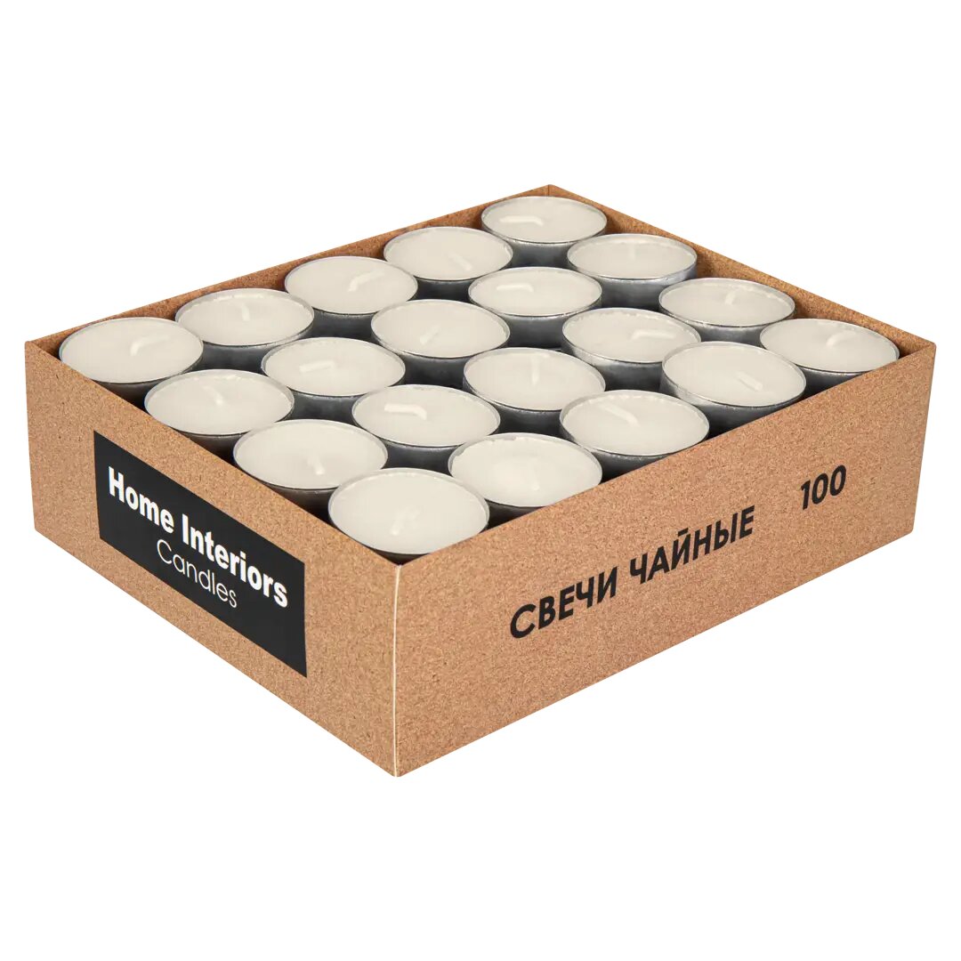 Набор чайных свечей белый 100 шт.