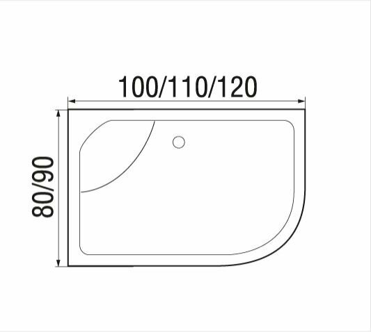 Душевой поддон Wemor 100/80/44 L, акрил, ориентация левосторонняя, асимметричная — фото 1