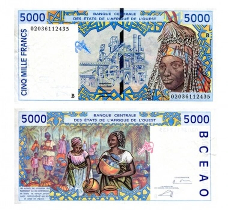5000 франков 2002 Западная Африка, BCEAO, сувенирная копия, банкноты и купюры редкие коллекционные