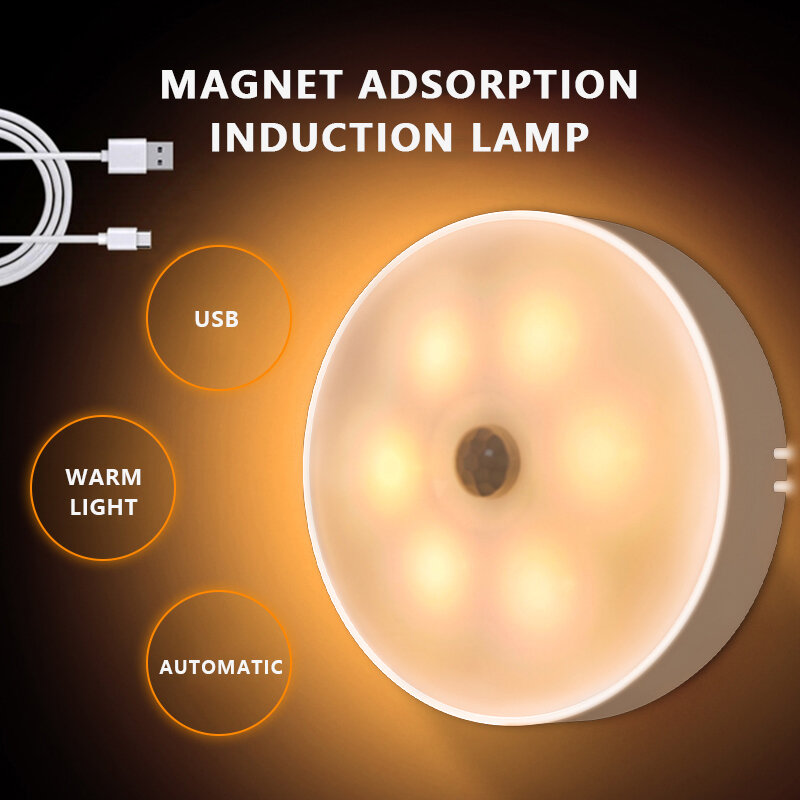 Датчик движения Светодиодный Ночник Беспроводной Энергосберегающий Корпус Индукционной Лампы Настенный Светильник Usb Зарядка Спальня Коридор Лампа