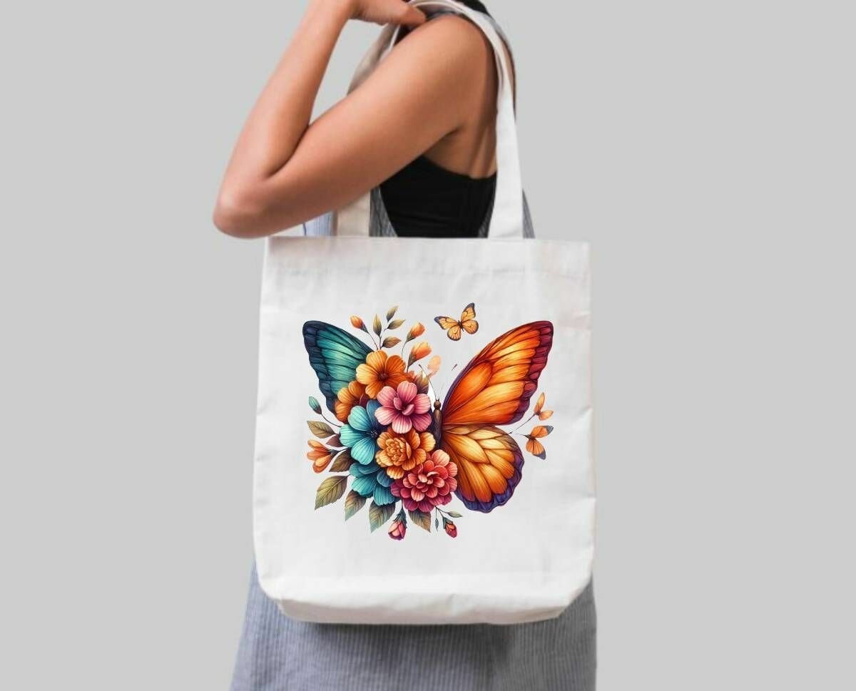 Термотрансфер "Бабочка с цветами" 20х20, наклейка на одежду