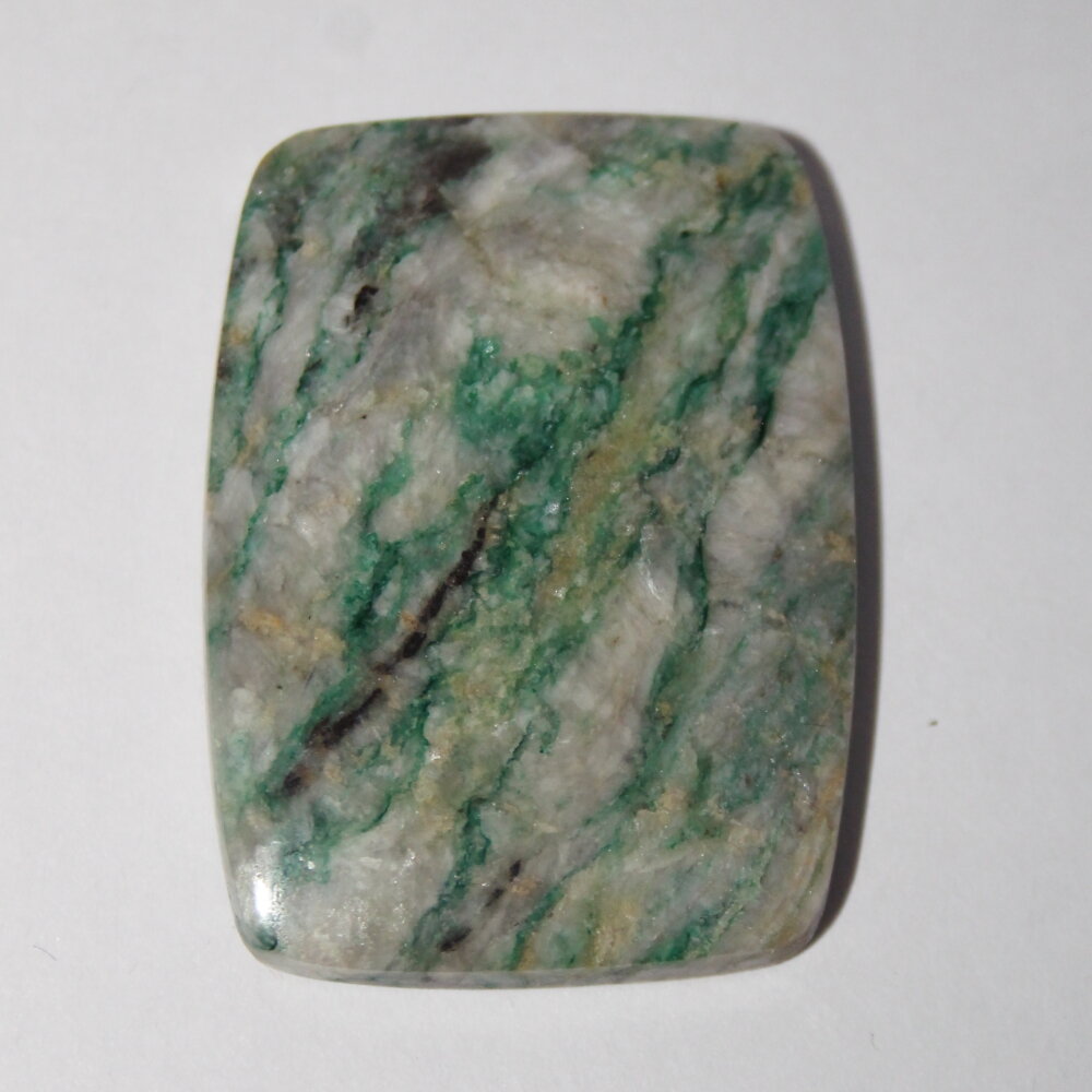 Лиственит кабошон, натуральный камень, 37х27х3 мм, Урал, "True Stones"