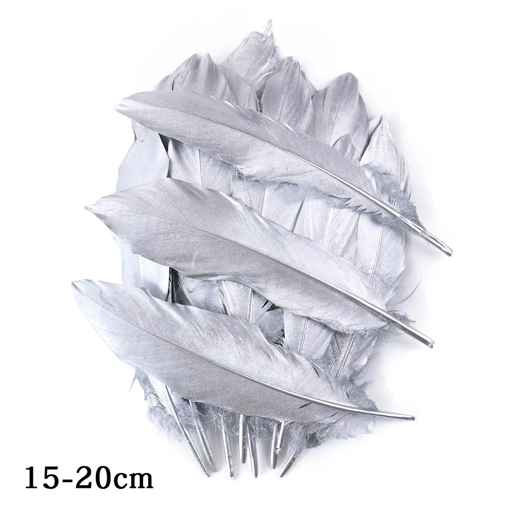 Золотые гусиные перья для рукоделия, 10 шт, DailyBesdeals Серебряный, U 15-20CM