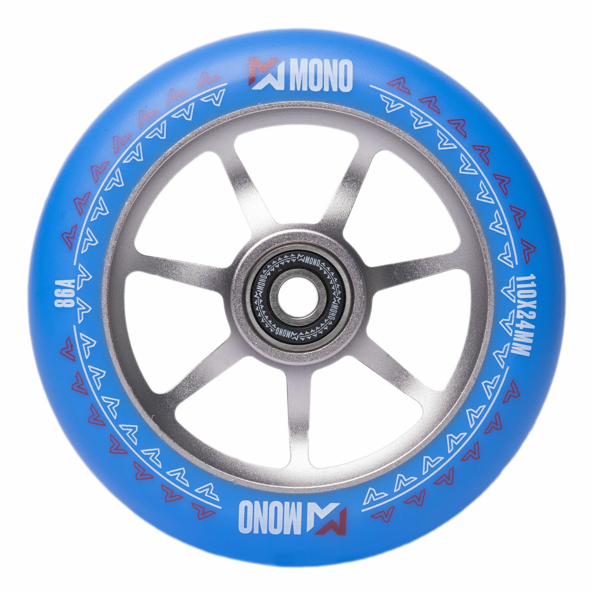 Колесо для самоката Mono Spocked Wheel 110х24mm 86A (1шт) grey core, blue pu