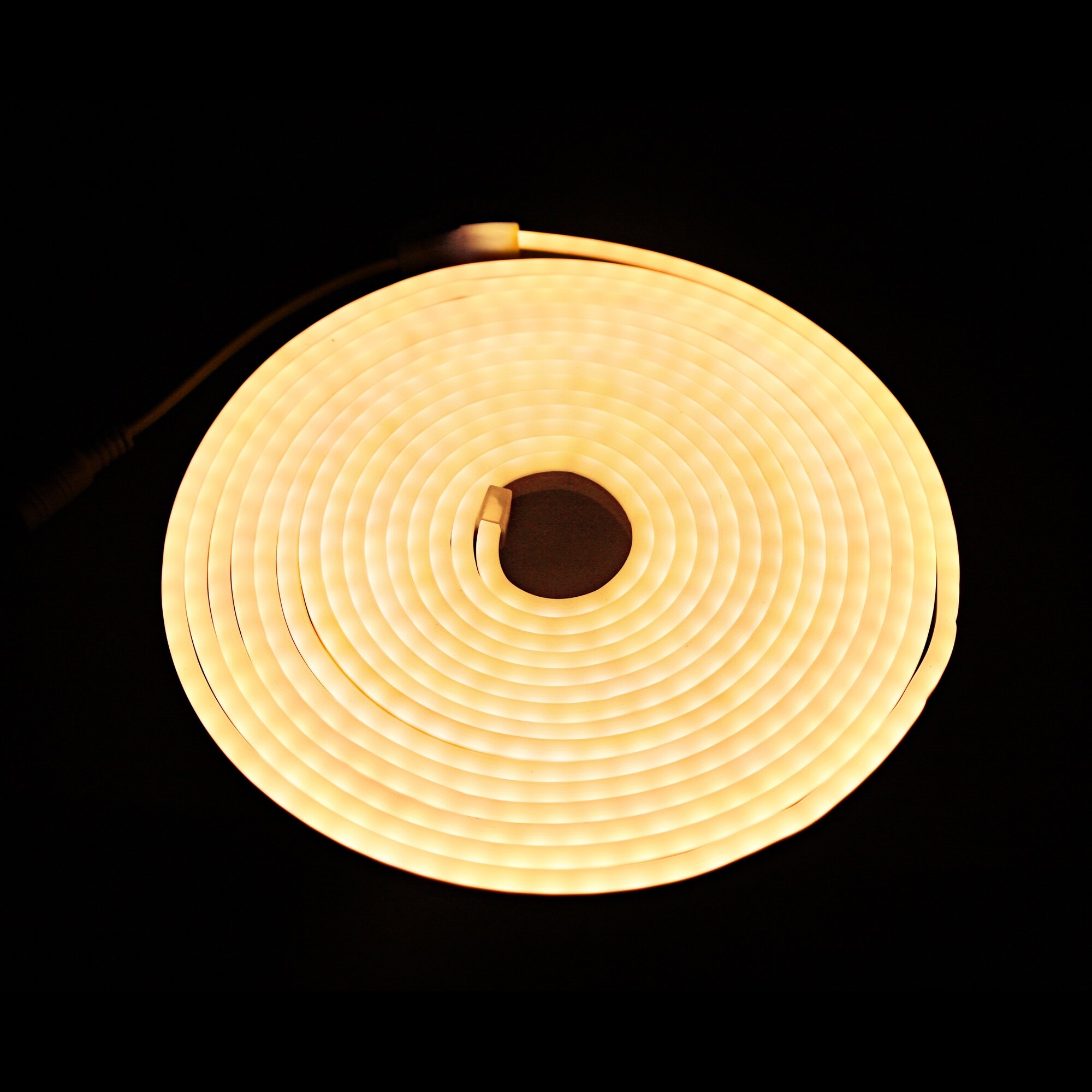 Светодиодная гирлянда, Дюралайт 120 Led/м, с адаптером, 6*12мм,12v, 5 м. Теплый белый, 1 шт.