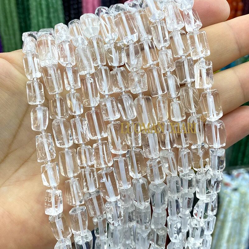 Натуральный камень чароит бусины-разделители LUOMAN Белый, 36-38cm 28-30pcs, clear white crystal