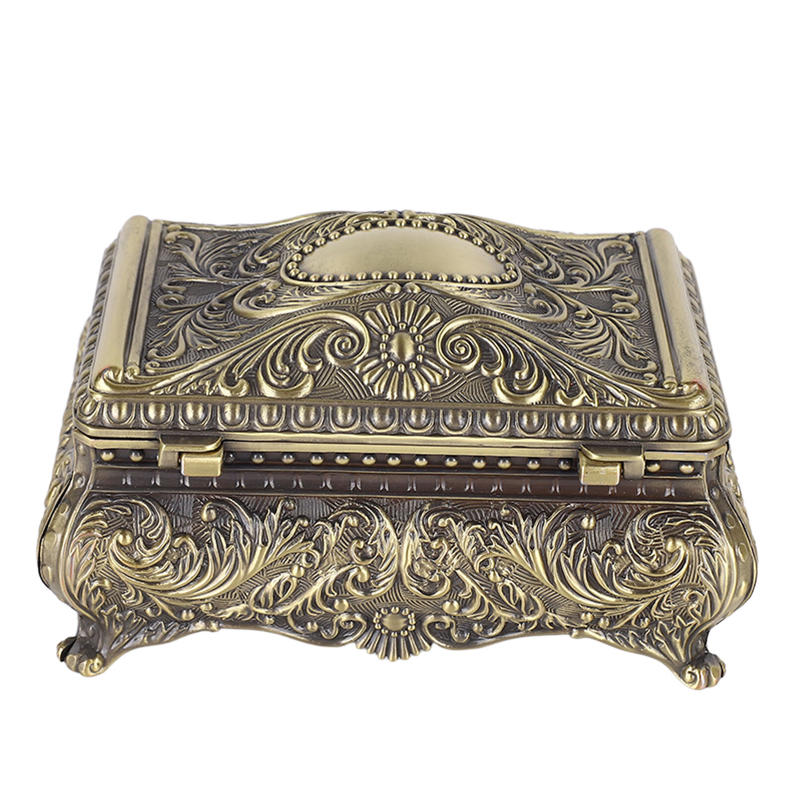 Металлическая шкатулка для украшений, прямоугольная шкатулка для хранения безделушек, винтажная шкатулка для украшений для женщин и девочек, на день рождения, Рождество, бронза