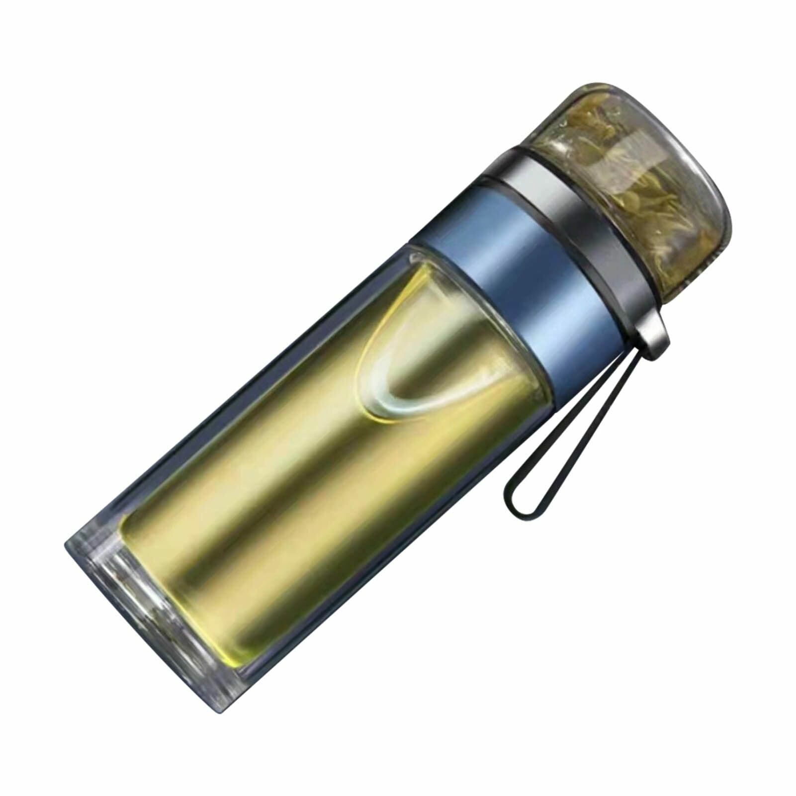 Прозрачная бутылка для заваривания чая (голубой акцент)