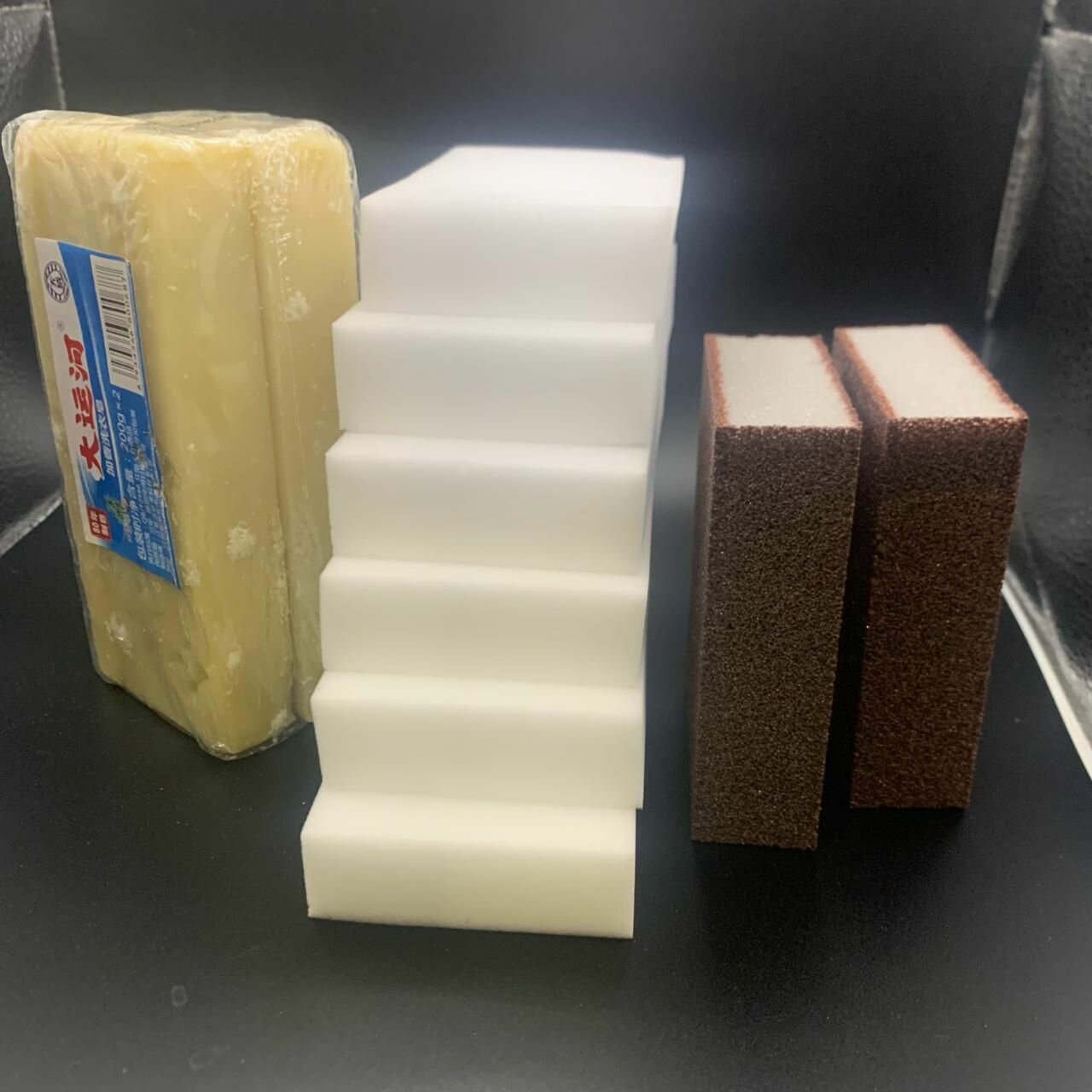 Чудо набор из губок и мыла для уборки дома / Чудо мыло - 2 шт, меламиновая нано губка - 6 шт, абразивная губка - 2 шт.