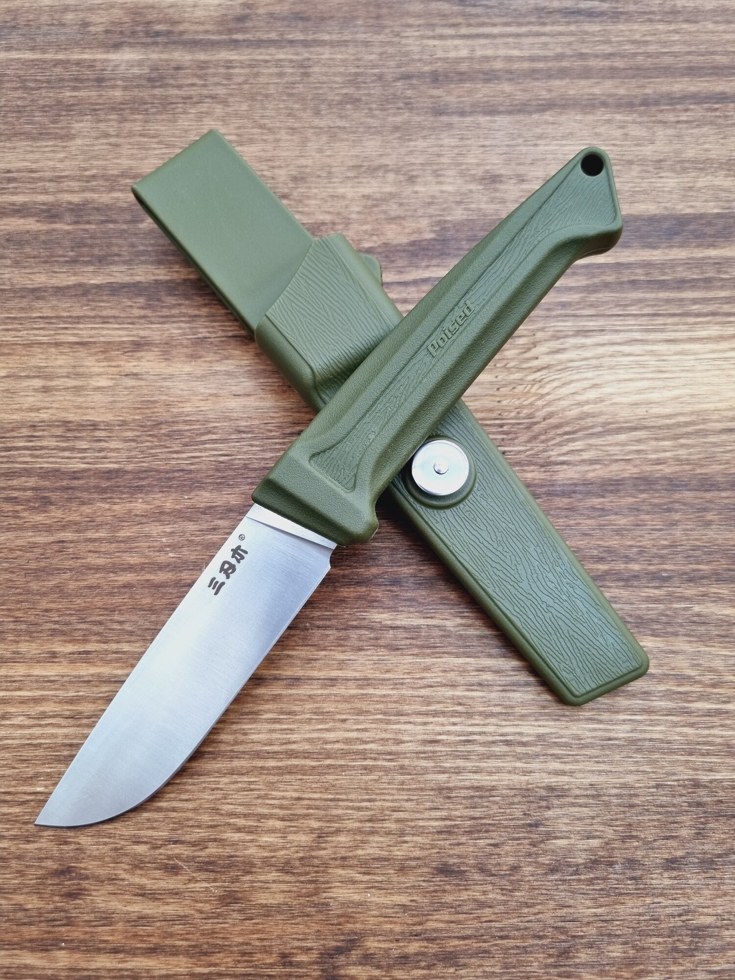 Туристический нож SanRenMu Poised S708 - 1 сталь Sandvik 12C27, рукоять Nylon, зеленый