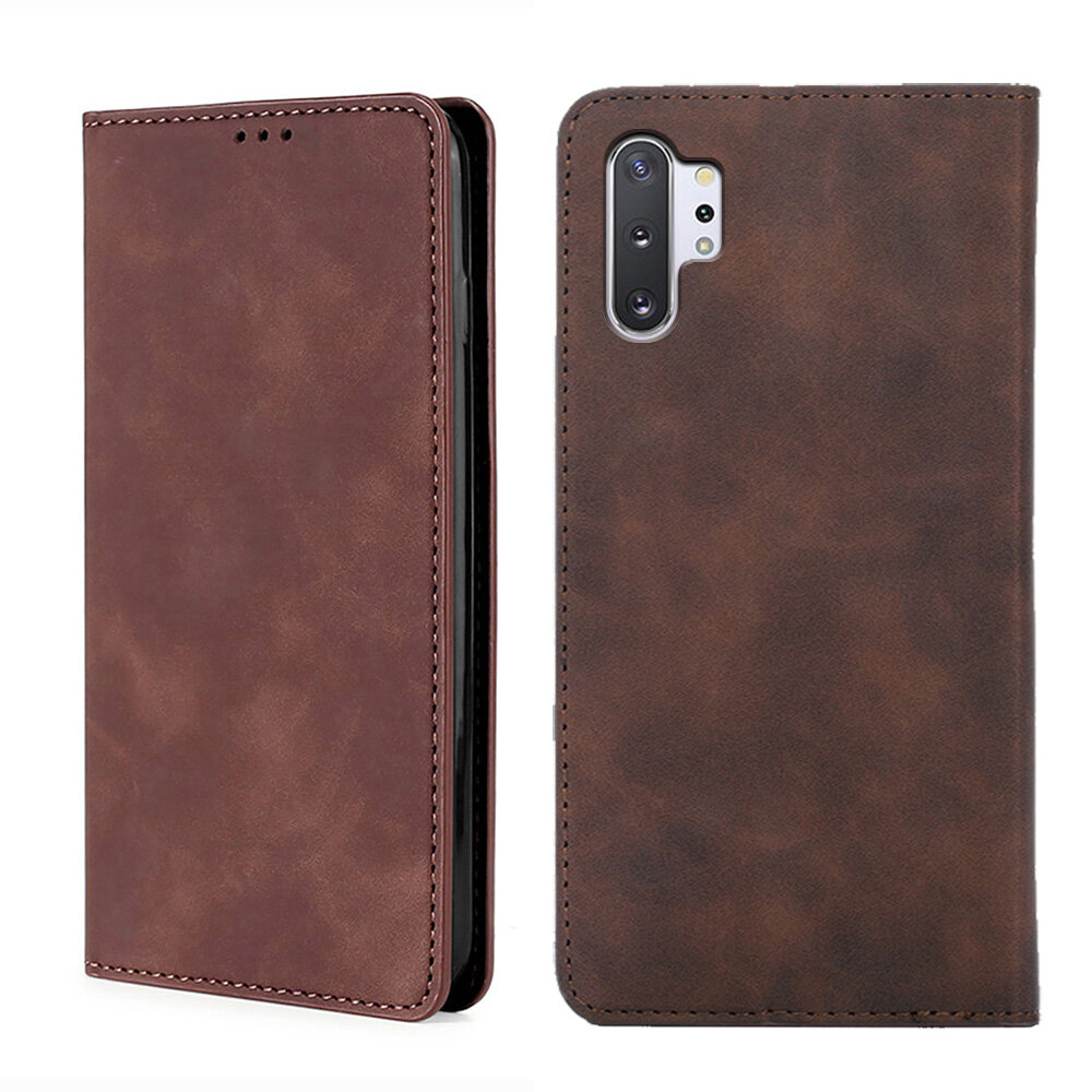 Чехол-книжка MyPads для Samsung Galaxy Note 10+ Plus / Самсунг Ноте 10 Плюс мягкое прикосновение (коричневый)