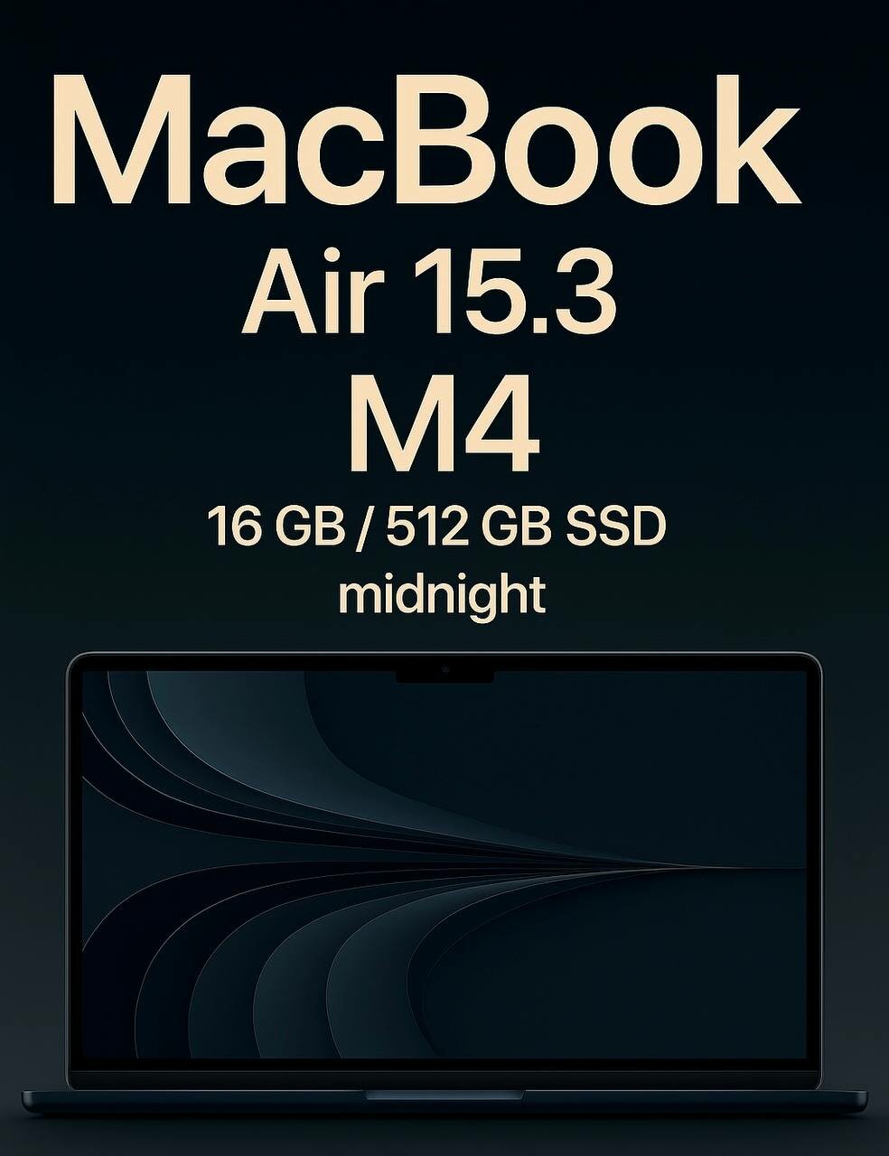 Ноутбук Apple MacBook Air 15.3” M4 16 ГБ 512 ГБ SSD Midnight (MW1M3), «русская гравировка»