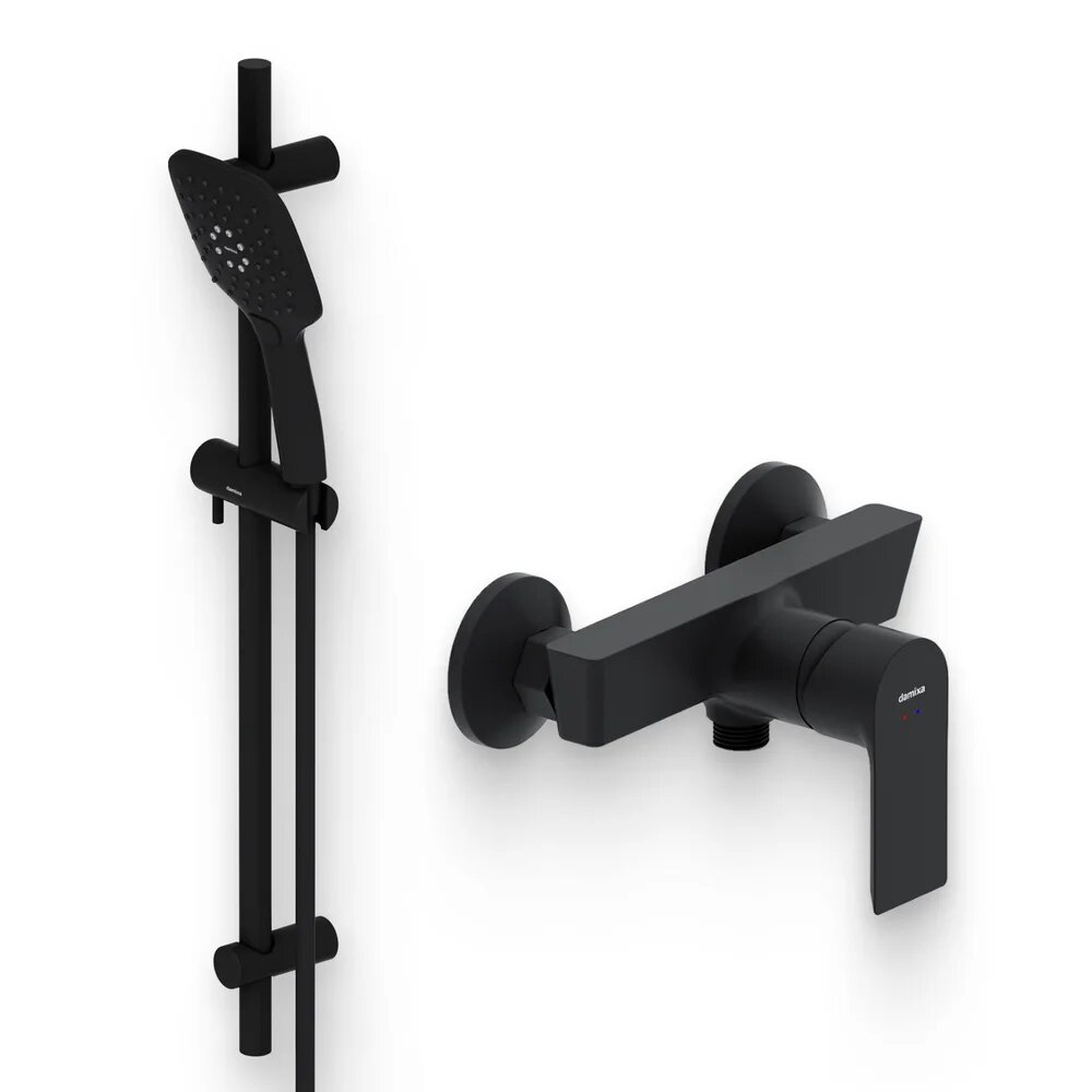 Душевой комплект Смеситель для душа Damixa Apollo 472000300 матовый черный / Гарнитур Galaxy DX75150300