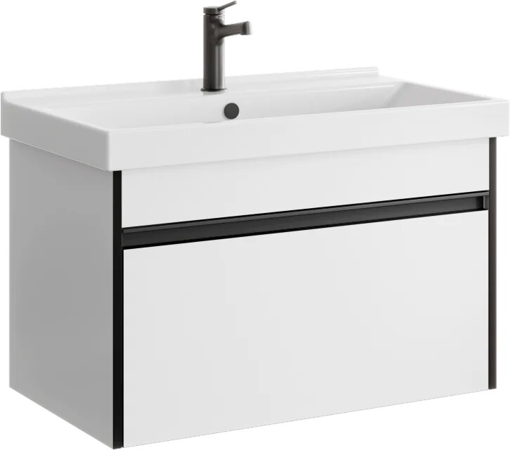 Тумба под раковину без столешницы Aqwella Urban 80, подвесная, белая глянцевая