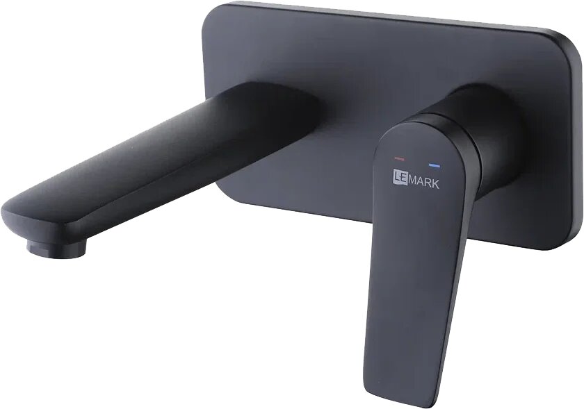 Смеситель для раковины Lemark Bronx LM3726BL встраиваемый, скрытого монтажа, черный, матовый, кран для ванной в раковину, из латуни, рычажный, с керамическим картриджем, с донным клапаном