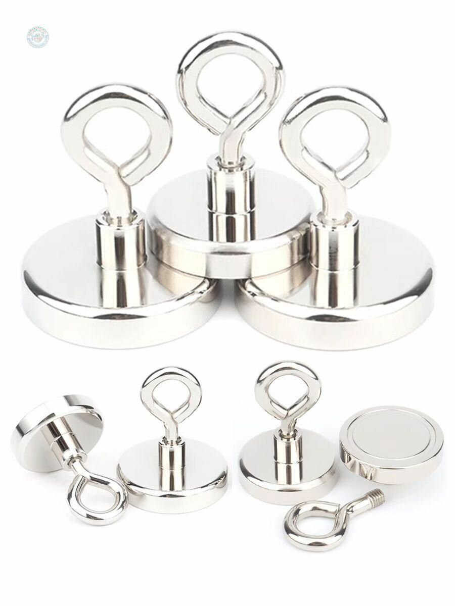 Магнитный крюк для магнетизма и рыбалки, супермощный неодимовый подвес 32 мм, компактный магнит-фиксатор для поиска металла, крепления инструментов и удержания тяжелых предметов, защитное тройное покрытие NiCuNi;