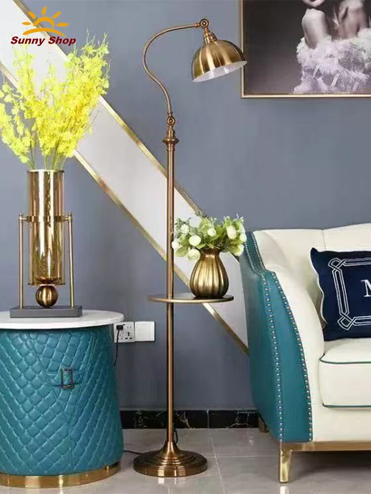 Торшер с столиком, Три режима освещения, Деревянный стол