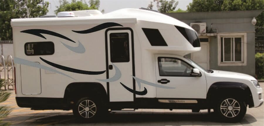 Набор Виниловых Наклеек с Полосатой графикой для Кемпинга-Автомобильный Прицеп для путешествий на Колесах