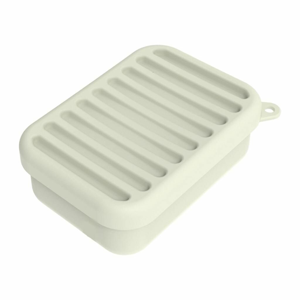 Гигиеничная силиконовая мыльница с антискользящим дизайном, крышкой и быстрым дренажным слоем, необходимый аксессуар для ванной комнаты, Бежевый