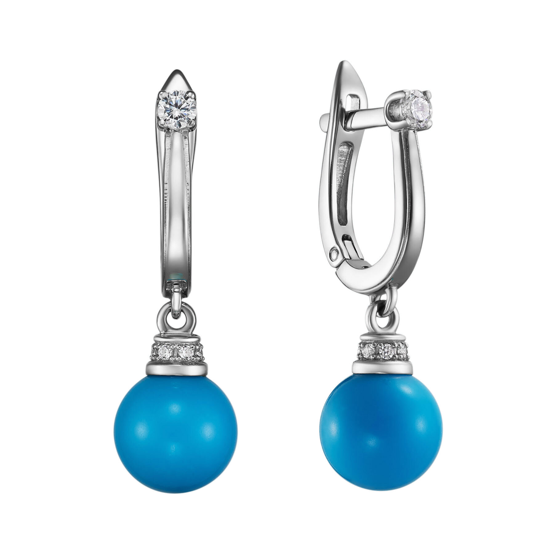Серьги, серебро, 925 проба, фианит, бирюза