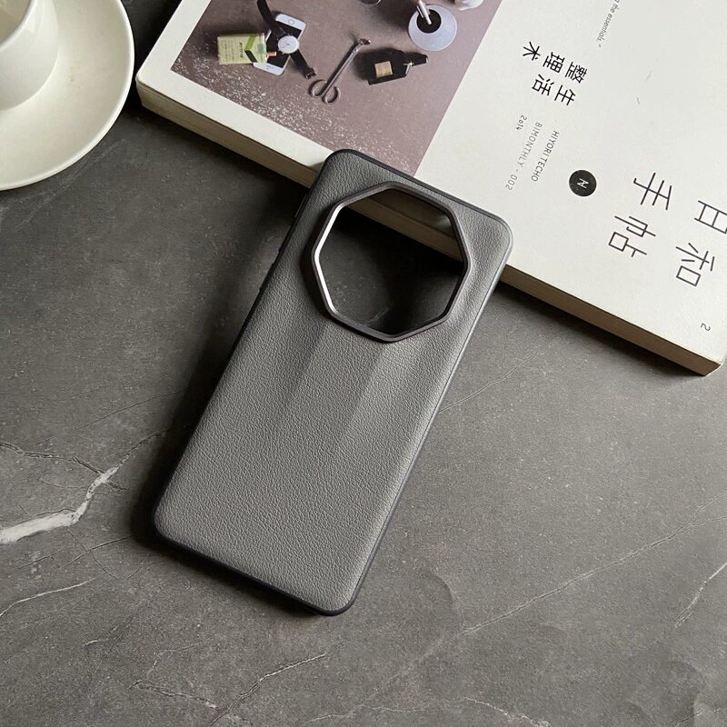 Кожаный чехол Porsche Design для Huawei Mate 60 RS, полная защита от падений, цвет титановый серый