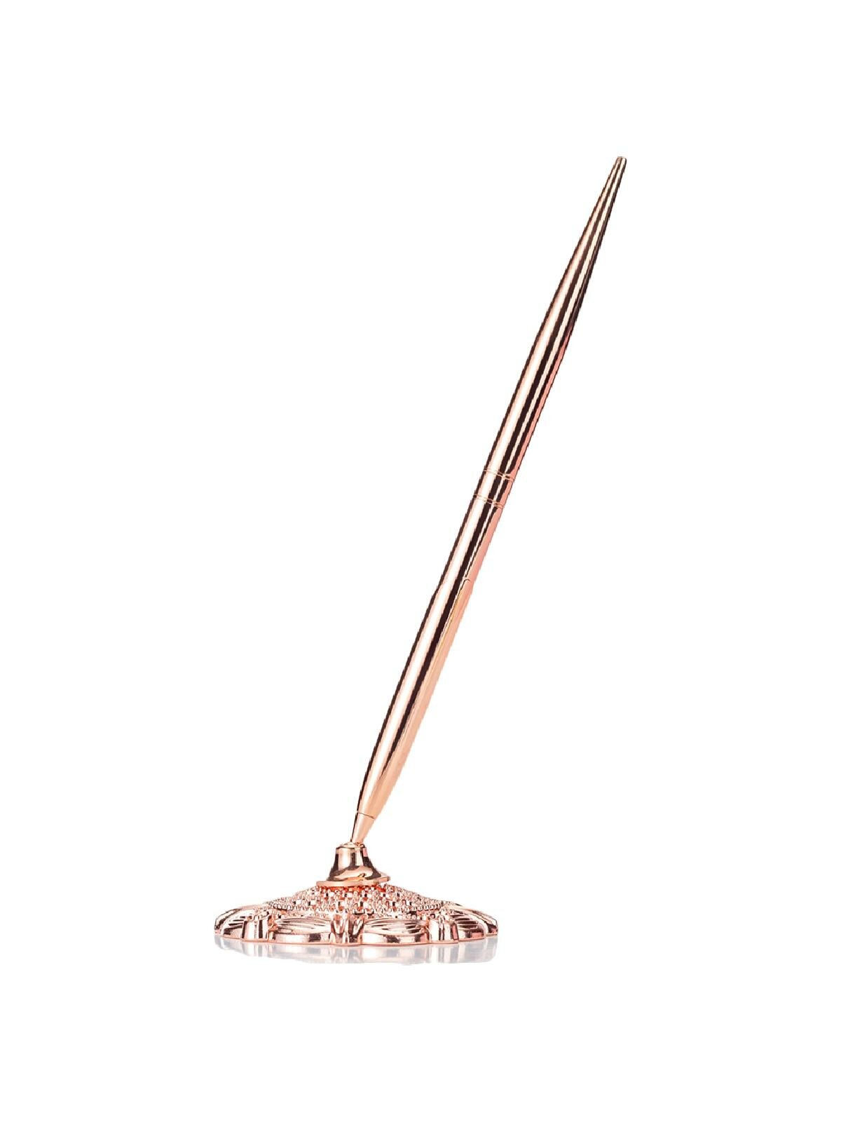 Ретро металлическая шариковая ручка с прикрепленной базовой подставкой Стол Офисный Счетчик Табличка для гостей на свадьбу Ручки для подписей Канцелярские принадлежности