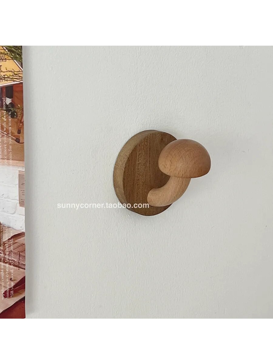 Скандинавский деревянный грибок-крючок, темное дерево