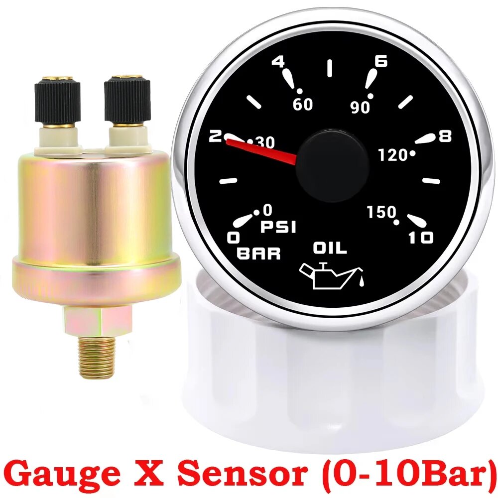 Масляный манометр 0-10 бар/0-150 PSI 52 мм, GaugeXSensor BS