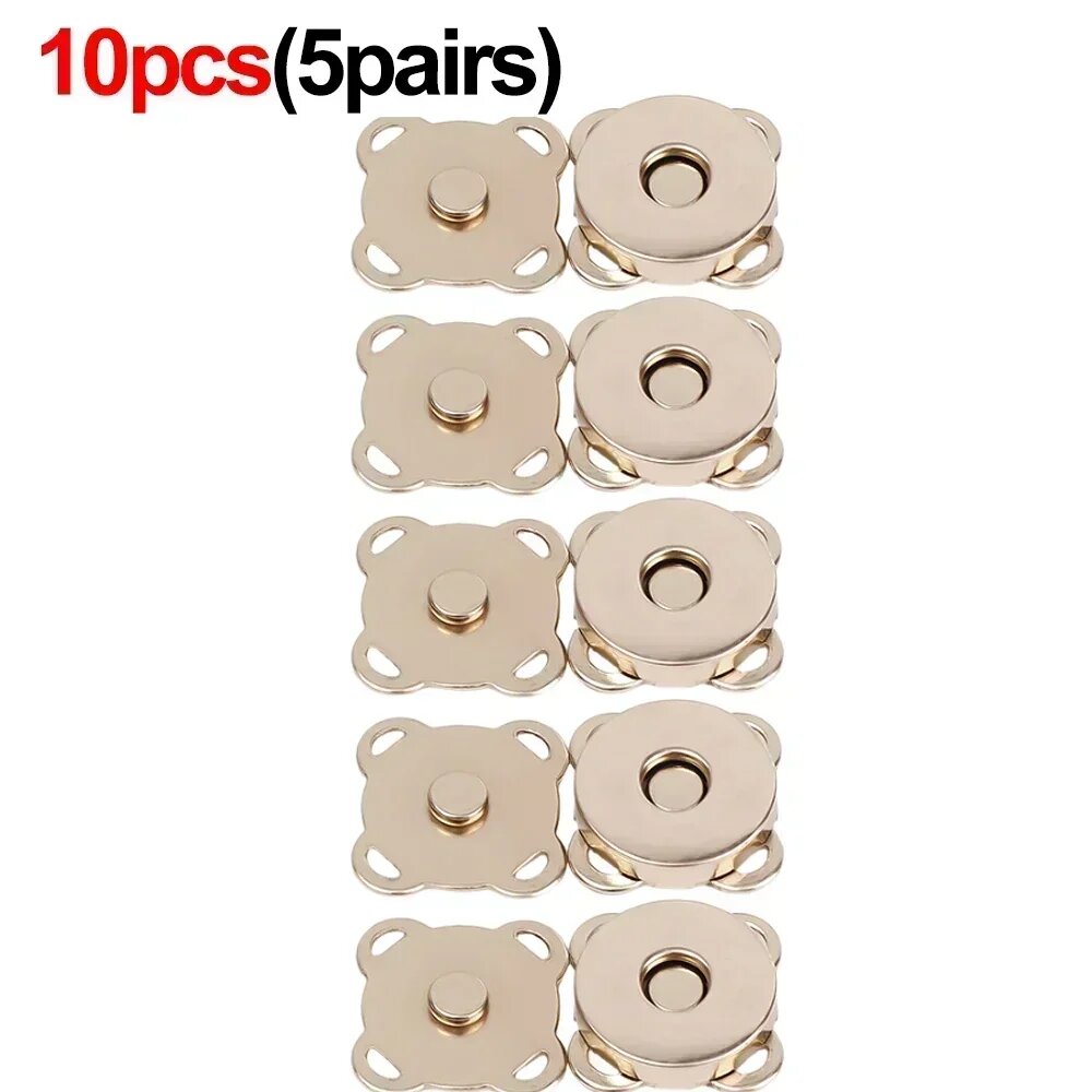 Магнитные пуговицы 1-10 пар, полиэстер, бронза, золото, серебро, розовое Бежевый, 18mm, Gold-10pcs