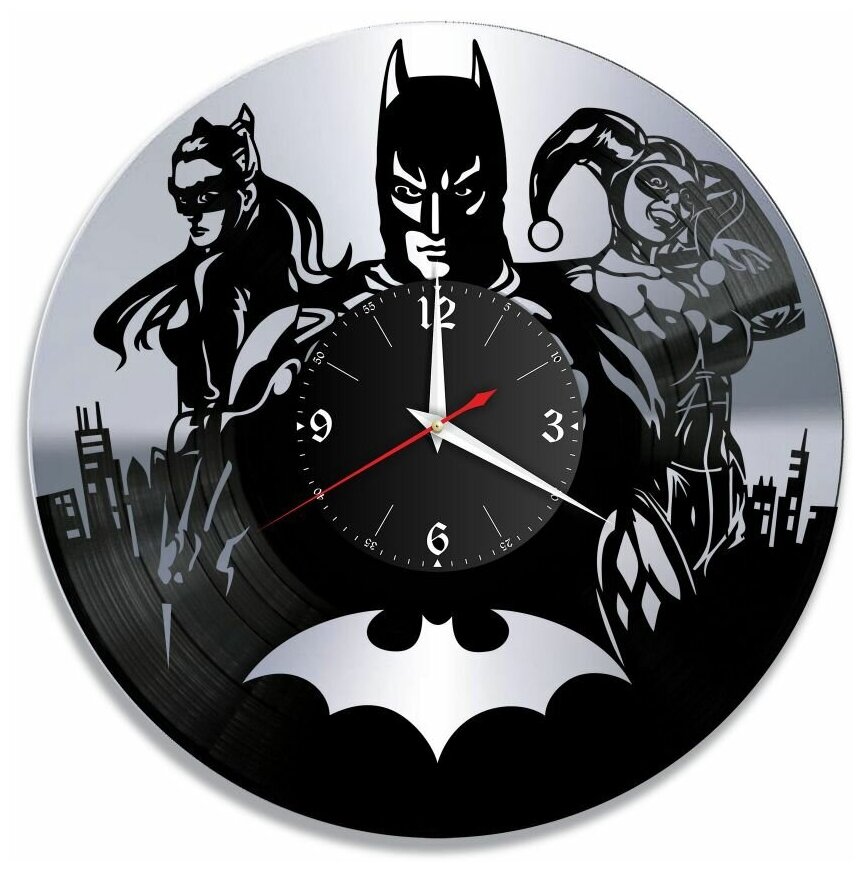 Часы из винила Redlaser "Бэтмен (Batman), супергерой, марвел, темный рыцарь" VW-12015-2