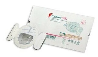 Повязка Tegaderm CHG 1657R пленочная прозрачная с хлоргексидином антимикробная для катетеров 8.5см х11.5см (Поштучно (1 штука))
