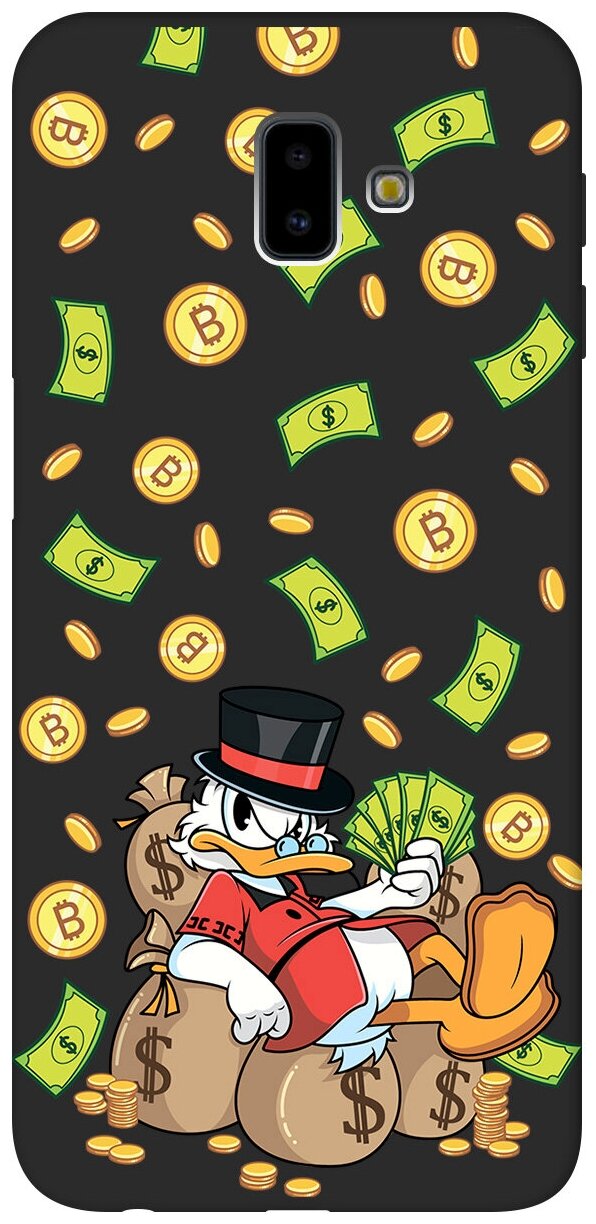 Матовый чехол Rich Scrooge для Samsung Galaxy J6+ (2018) / Самсунг Джей 6 плюс с 3D эффектом черный