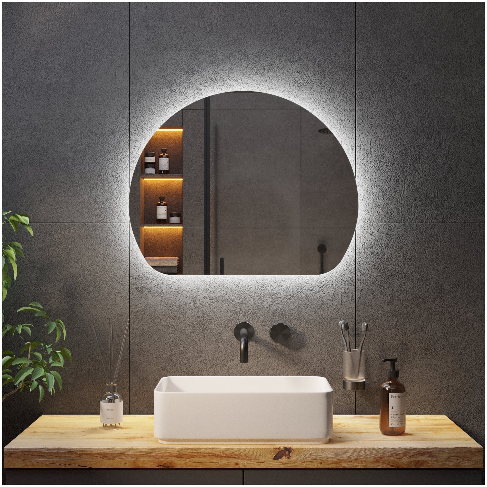 Зеркало с подсветкой Mideon - Stone-8 45x37 см