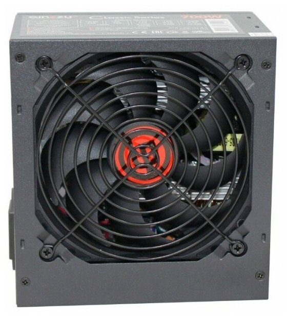 Блок питания Ginzzu CB700 12CM черный,24+4p,2 PCI-E(6+2), 6*SATA, 3*IDE, оплетка MB, кабель питания