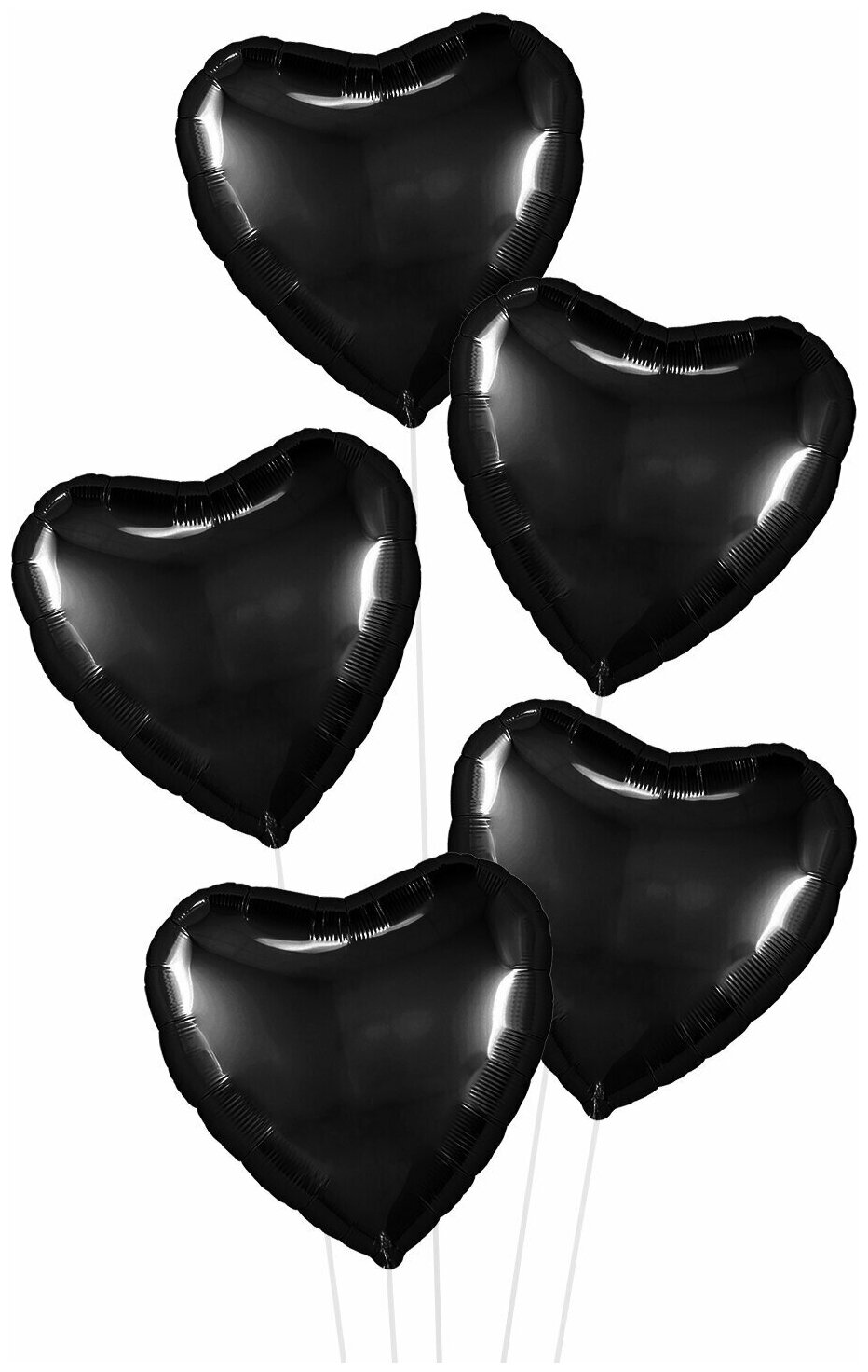 Набор фольгированных воздушных шаров Сердце чёрное 46 см 5 шт.